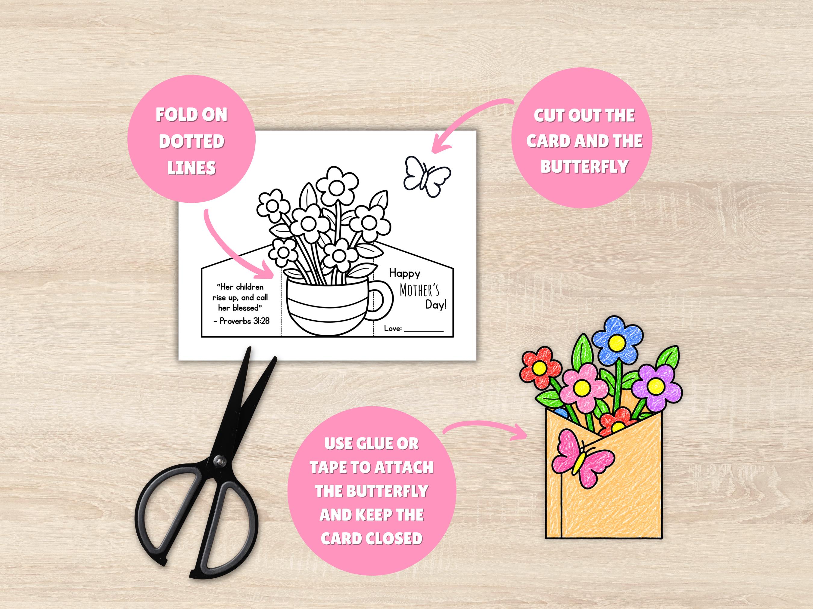 Mothers Day Sunday School Craft, Mom Coloring Card, Mothers Day Bible ...