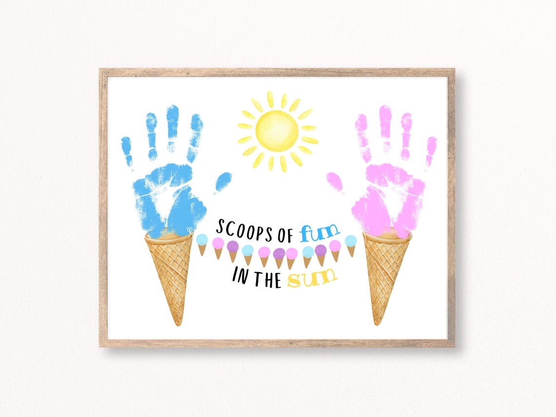 Ice Cream Summer Handprint, Summer Handprint Art, Ice Cream Activity ...