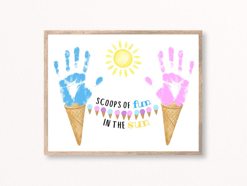 Ice Cream Summer Handprint, Summer Handprint Art, Ice Cream Activity ...
