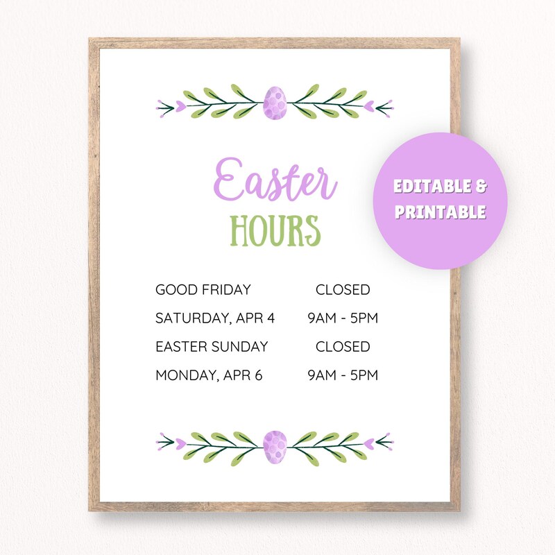 Easter Hours Signs - Etsy