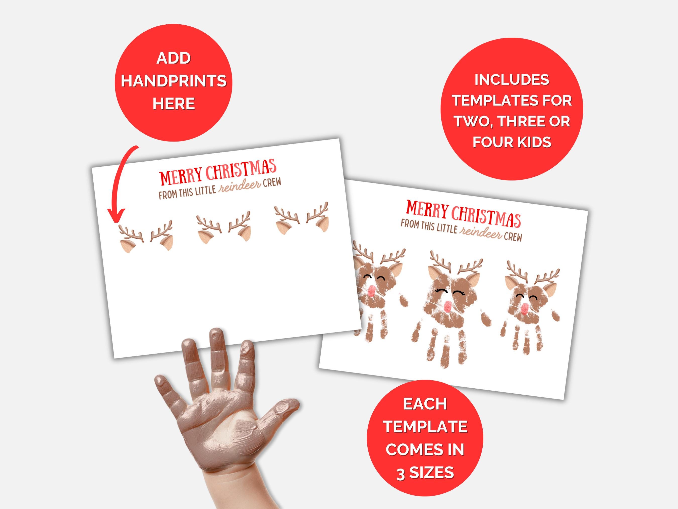 Reindeer Handprint Craft From Multiple Kids, Christmas Handprint Art ...