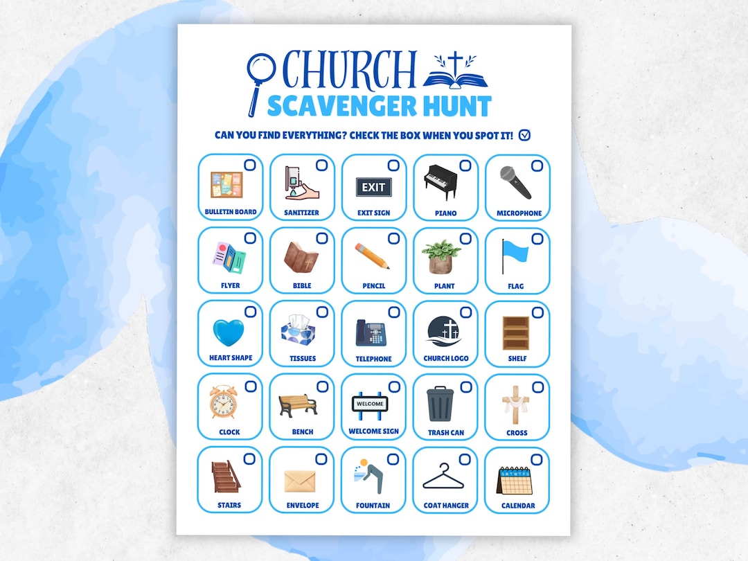 Church Scavenger Hunt, Sunday School Game, Youth Group Game, Church ...