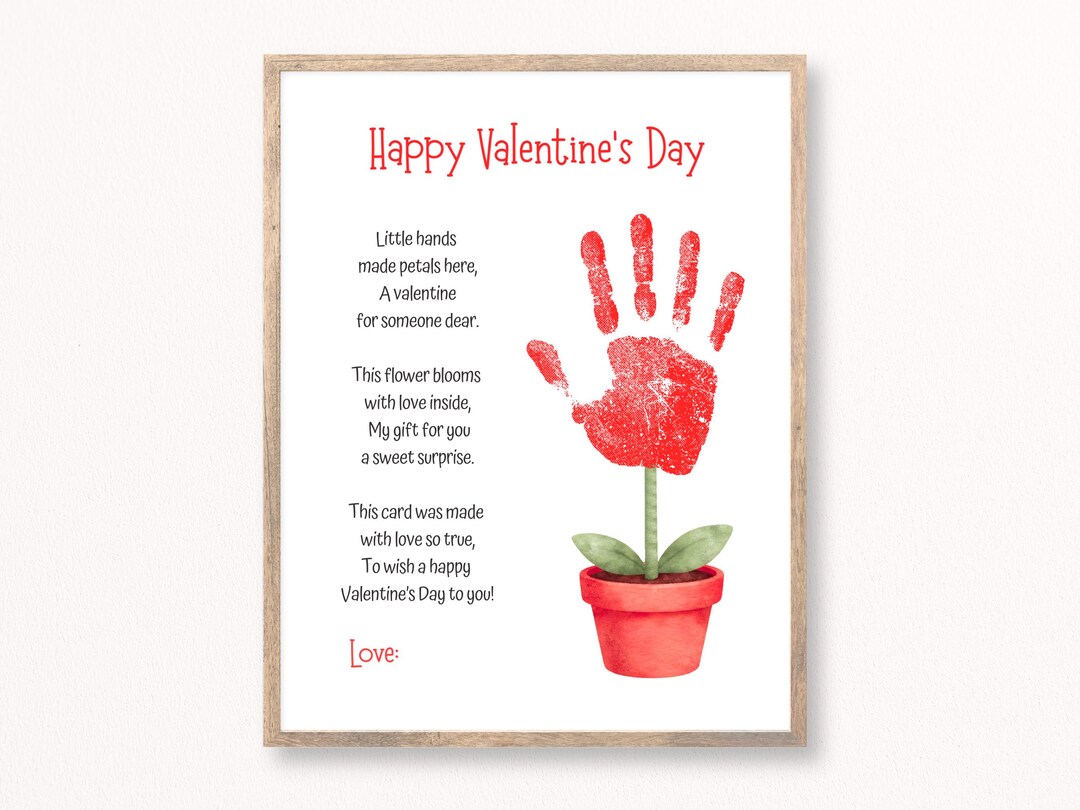Valentines Handprint Craft, Handprint Poem Craft, Toddler Handprint ...
