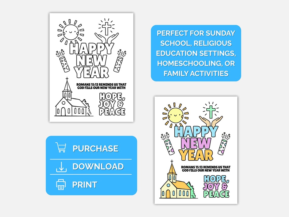 Christian New Years Coloring Page, Church Lesson Kids, Kids New Years ...