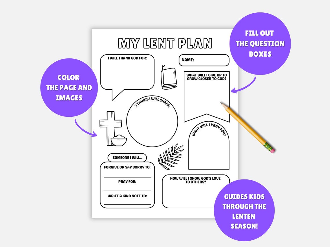 My Lent Plan Worksheet, Lent Activity, Lent for Kids, Ash Wednesday ...