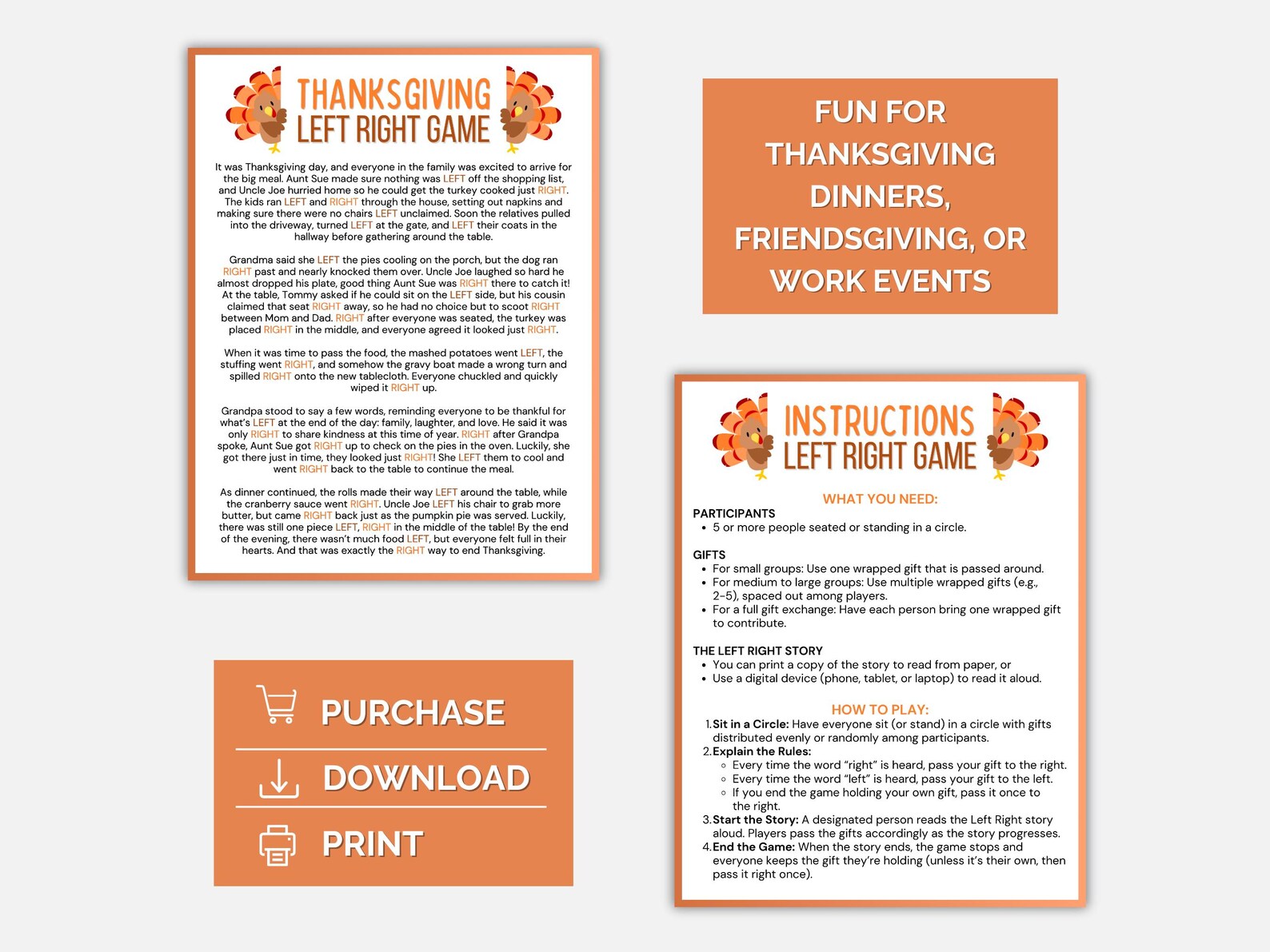 Thanksgiving Left Right Game, Pass the Prize Thanksgiving Game ...
