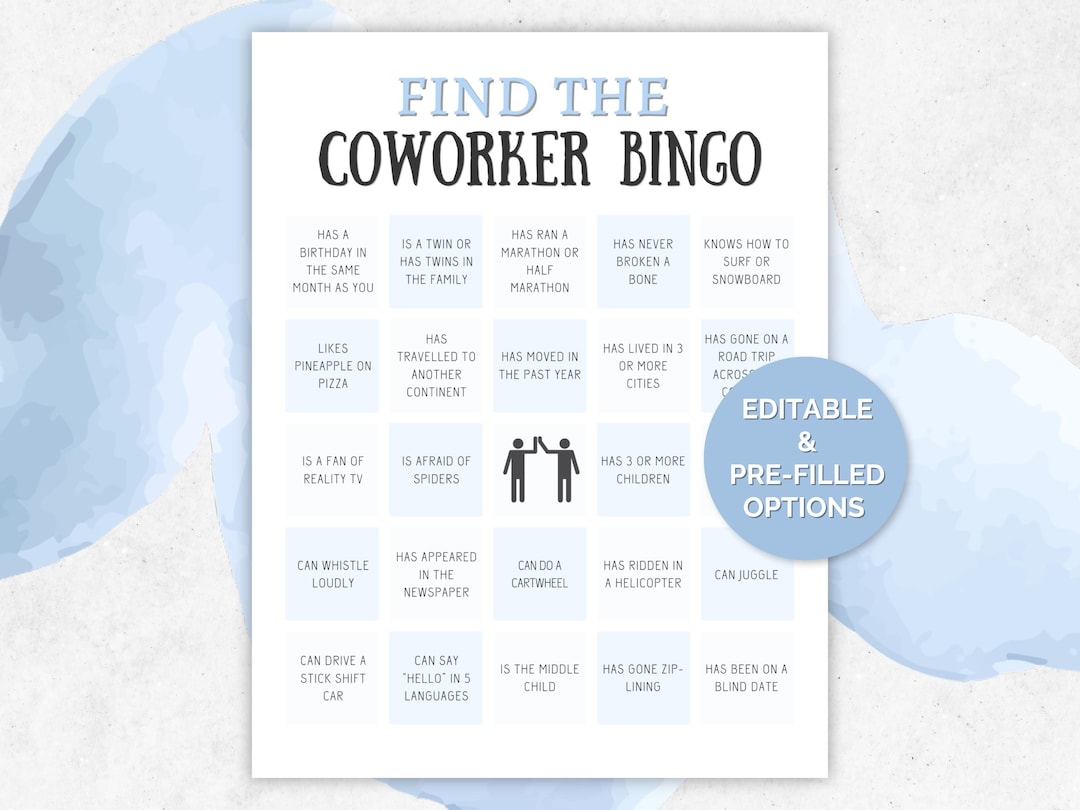 Coworker Bingo, Employee Bingo, Workplace Bingo, Office Bingo, Employee ...