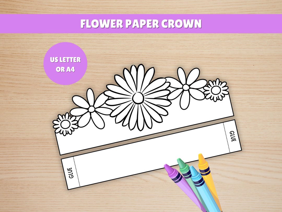 Flower Paper Crown, Coloring Crown, Preschool Craft Idea, Spring ...