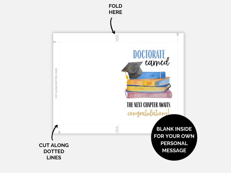 Printable Doctoral Graduation Card, Graduation Cards Doctorate, Phd ...