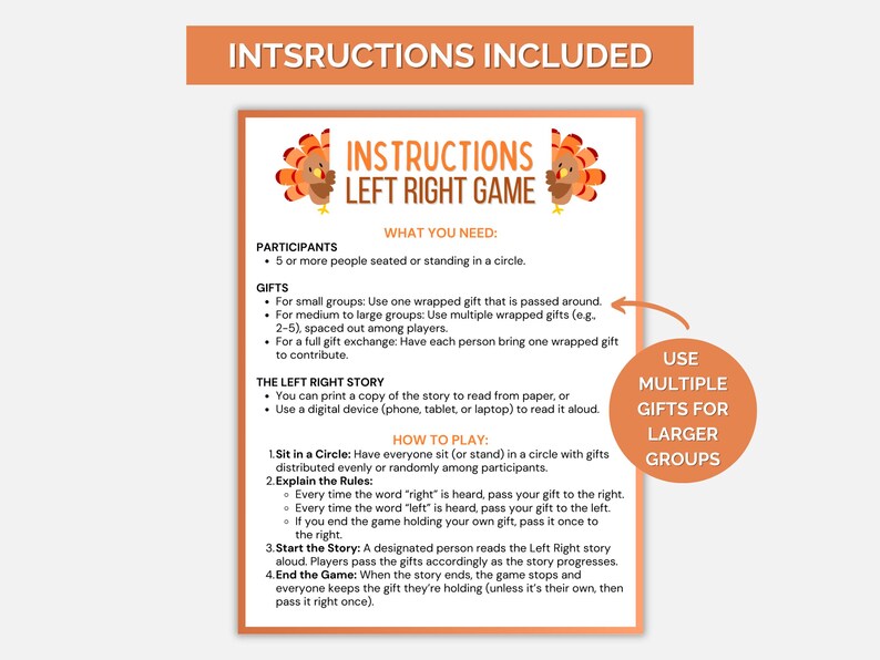 Thanksgiving Left Right Game, Pass the Prize Thanksgiving Game ...