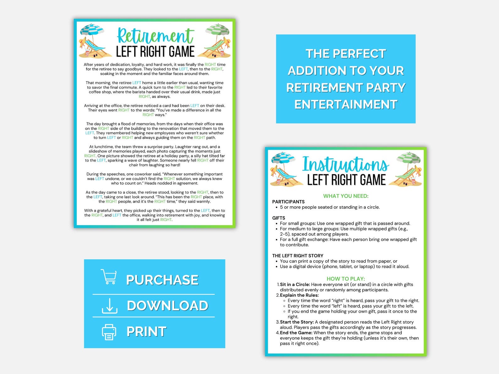 Retirement Left Right Game, Retirement Games, Retirement Party, Left ...