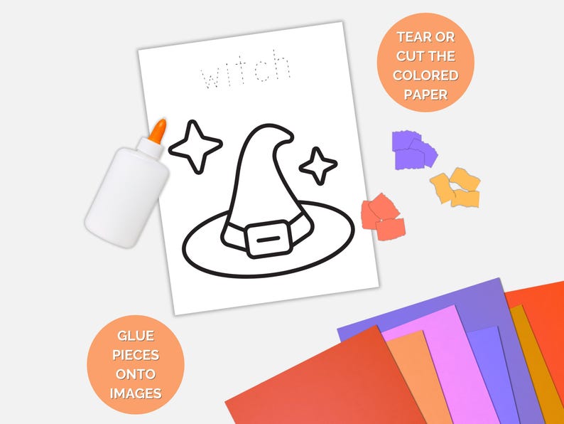 Halloween Torn Paper Craft, Preschool Halloween Crafts, Halloween ...