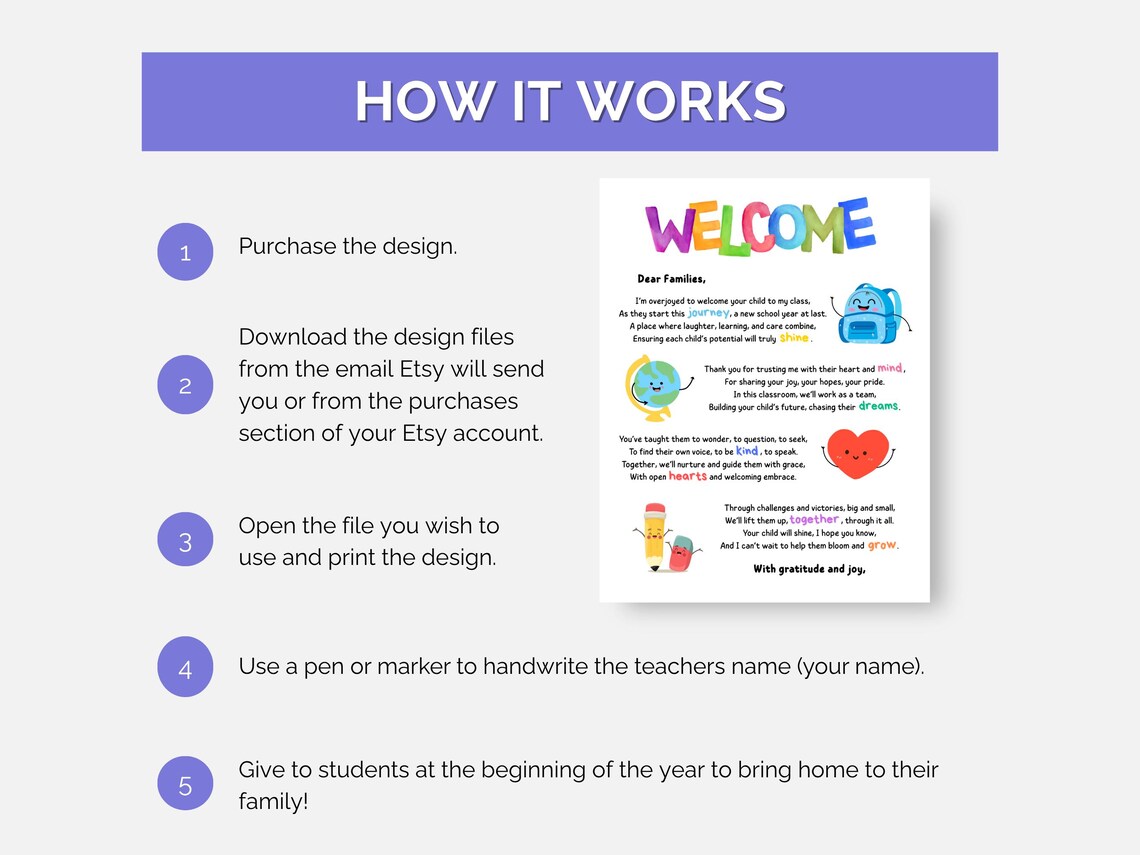 Welcome Letter to Parents, Poem for Parents, Beginning of School Year ...