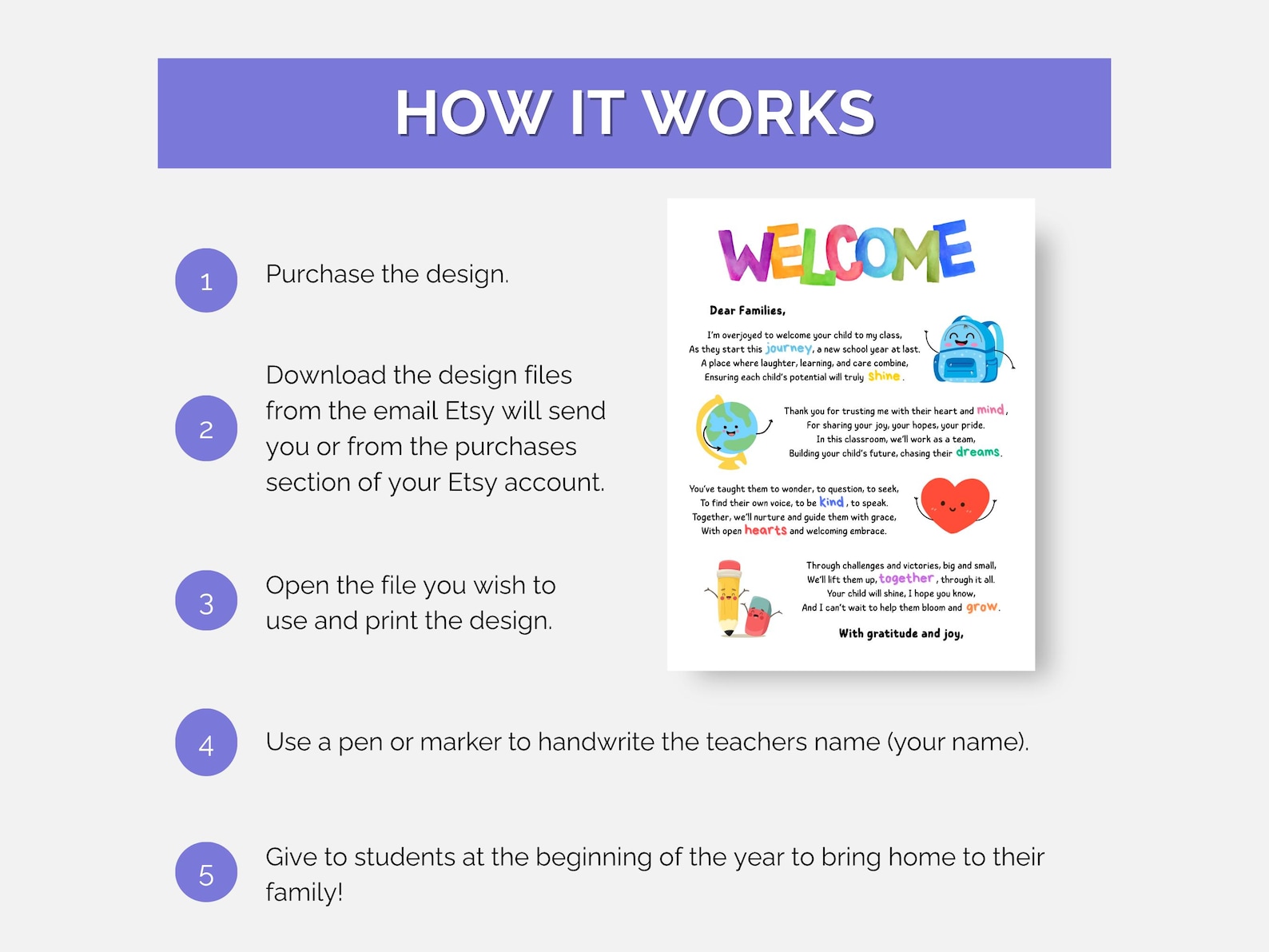 Welcome Letter to Parents, Poem for Parents, Beginning of School Year ...