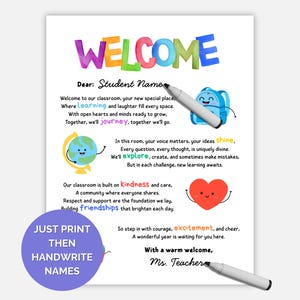Welcome Back Letter to Students, First Day of School Letter, Teacher ...