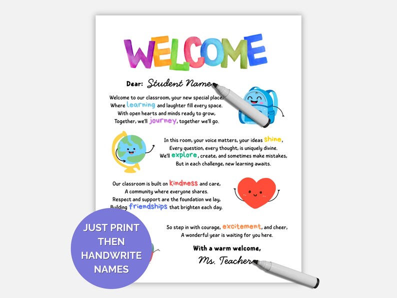 Welcome Back Letter to Students, First Day of School Letter, Teacher ...