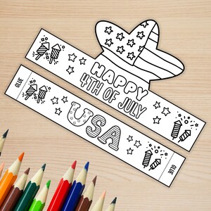 4th of July Crown, Coloring Crown, Fourth of July Hat, 4th of July ...