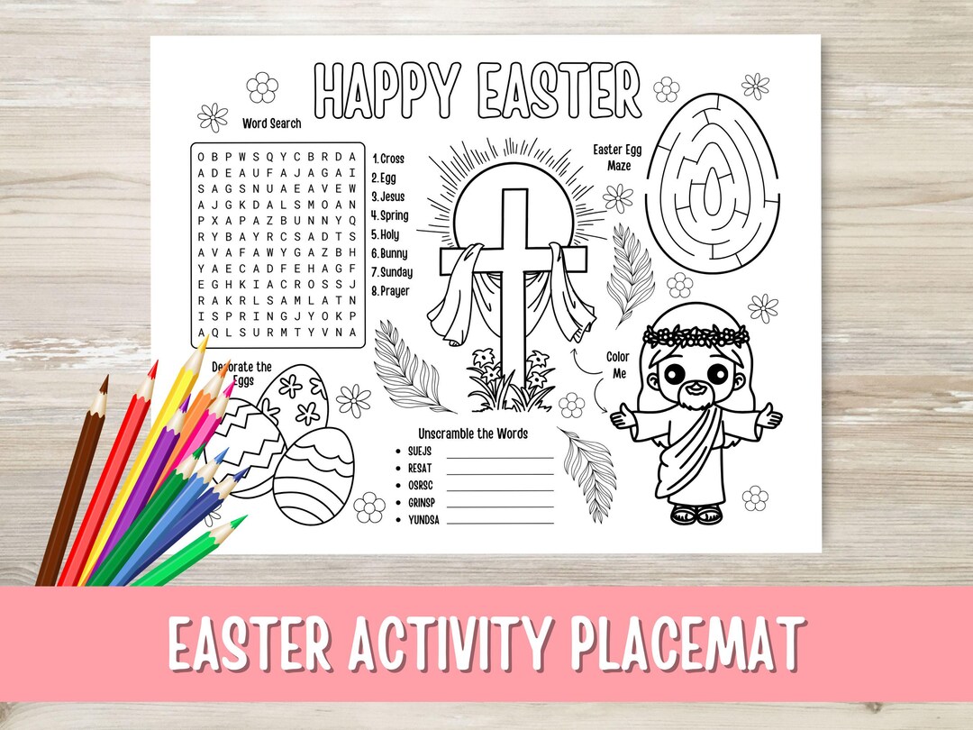 Printable Easter Story Activity Placemat, Holy Week Printable, Holy ...