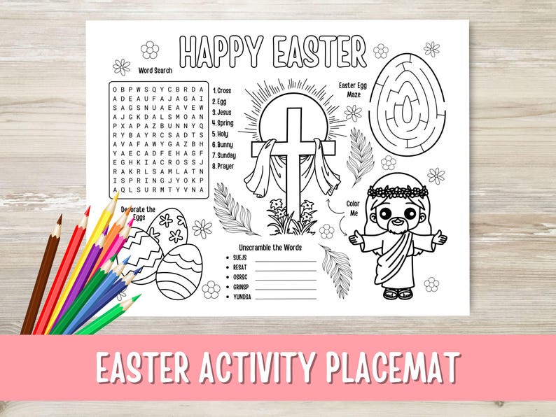 Printable Easter Story Activity Placemat, Holy Week Printable, Holy ...