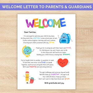 Welcome Letter to Parents, Poem for Parents, Beginning of School Year ...