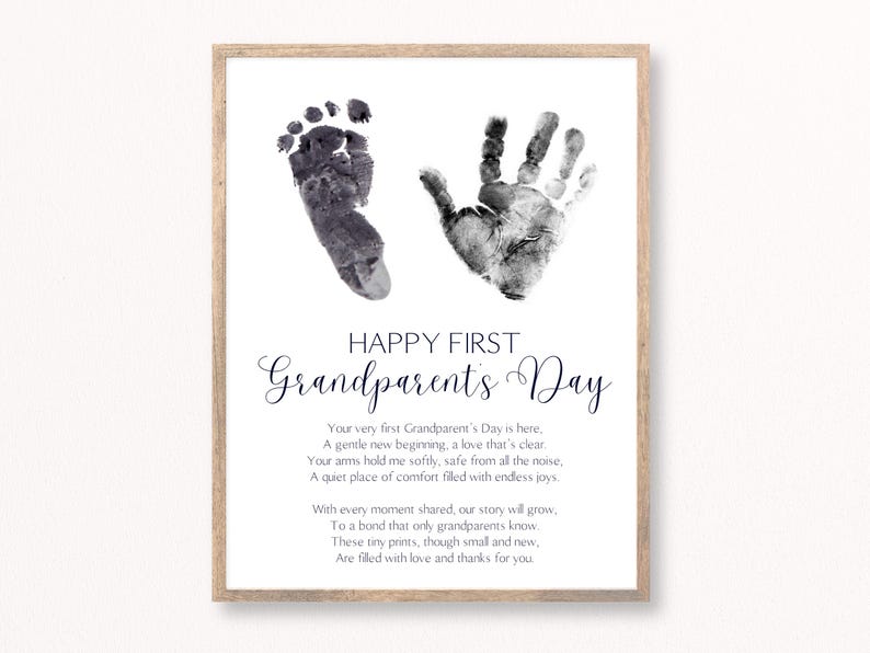 First Grandparents Day Handprint Art, Footprint Poem Craft, First ...