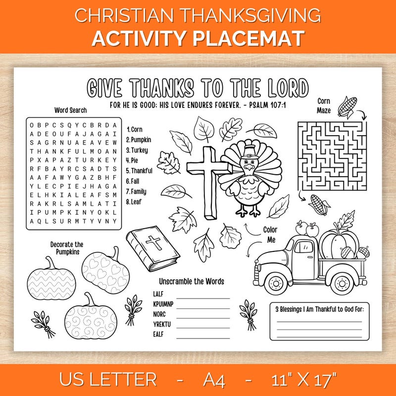 Thanksgiving Placemat - Etsy