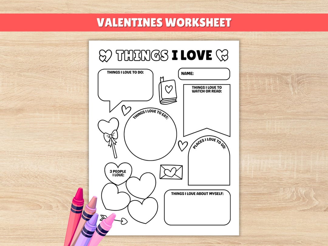 Valentines Worksheet, Homeschool Valentines Activity, Kindergarten ...