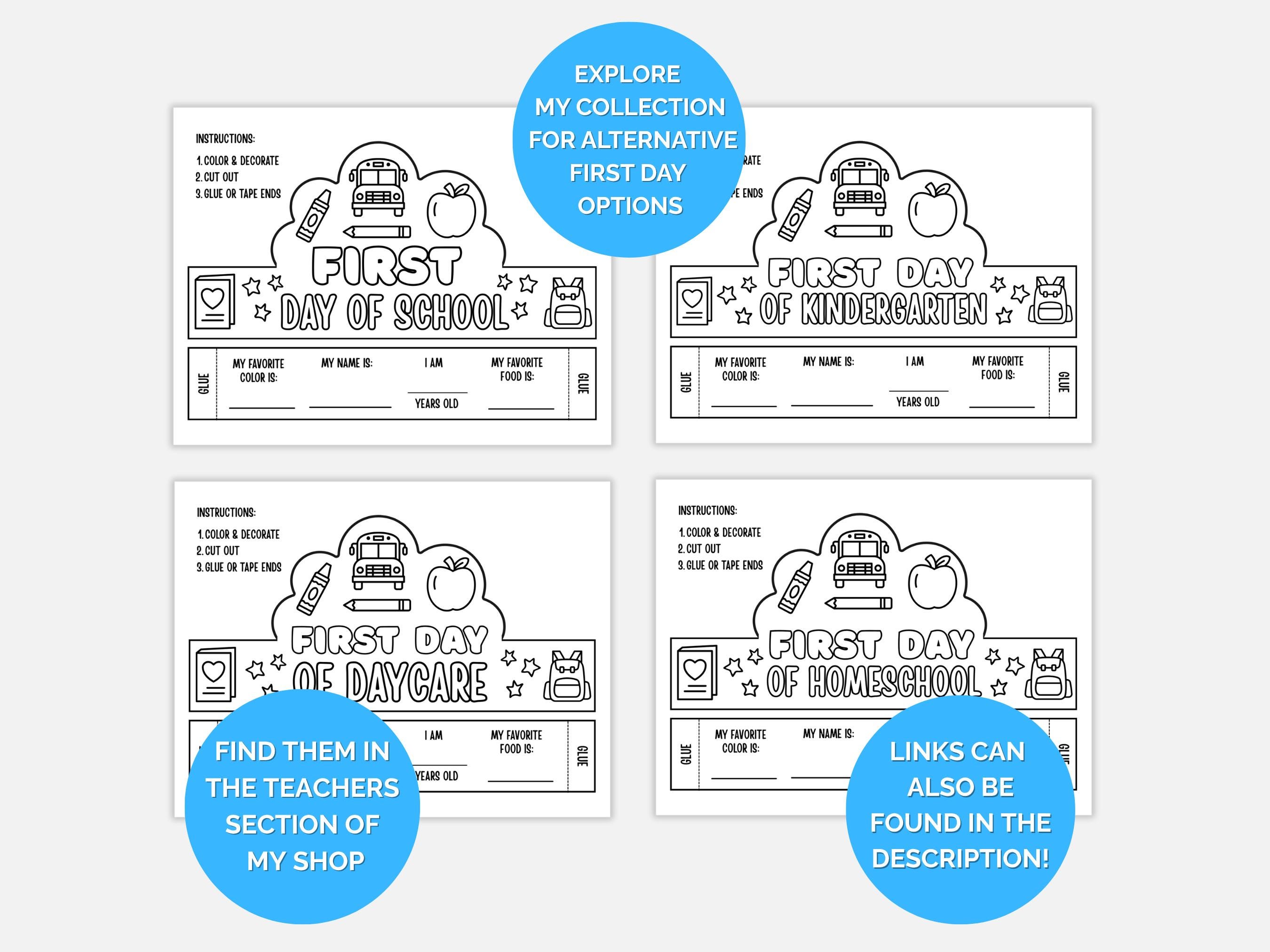 First Day of Preschool Crown, Coloring Crown, All About Me, Kids Crown ...