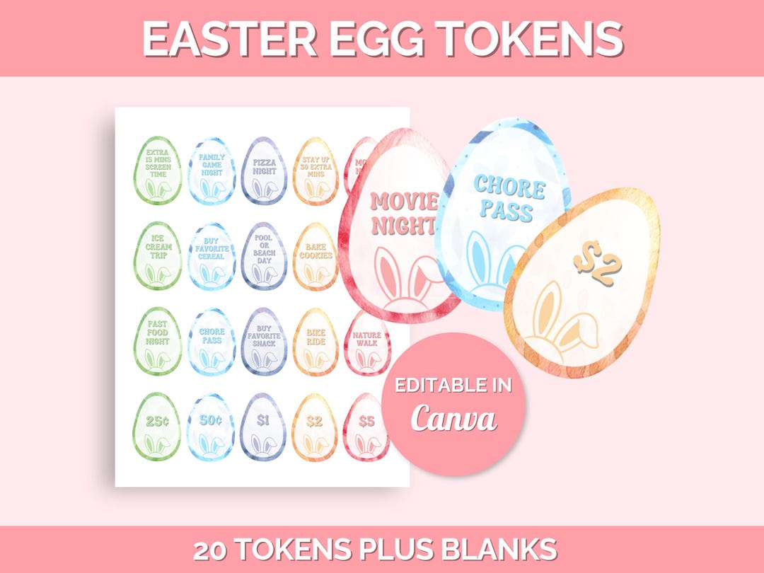 Printable Easter Egg Tokens, Easter Egg Coupons, Easter Coupons, Easter ...
