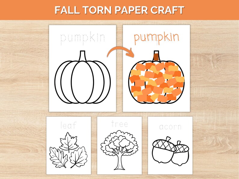 Fall Torn Paper Craft, Fall Daycare Craft, Autumn Toddler Craft, Fall ...