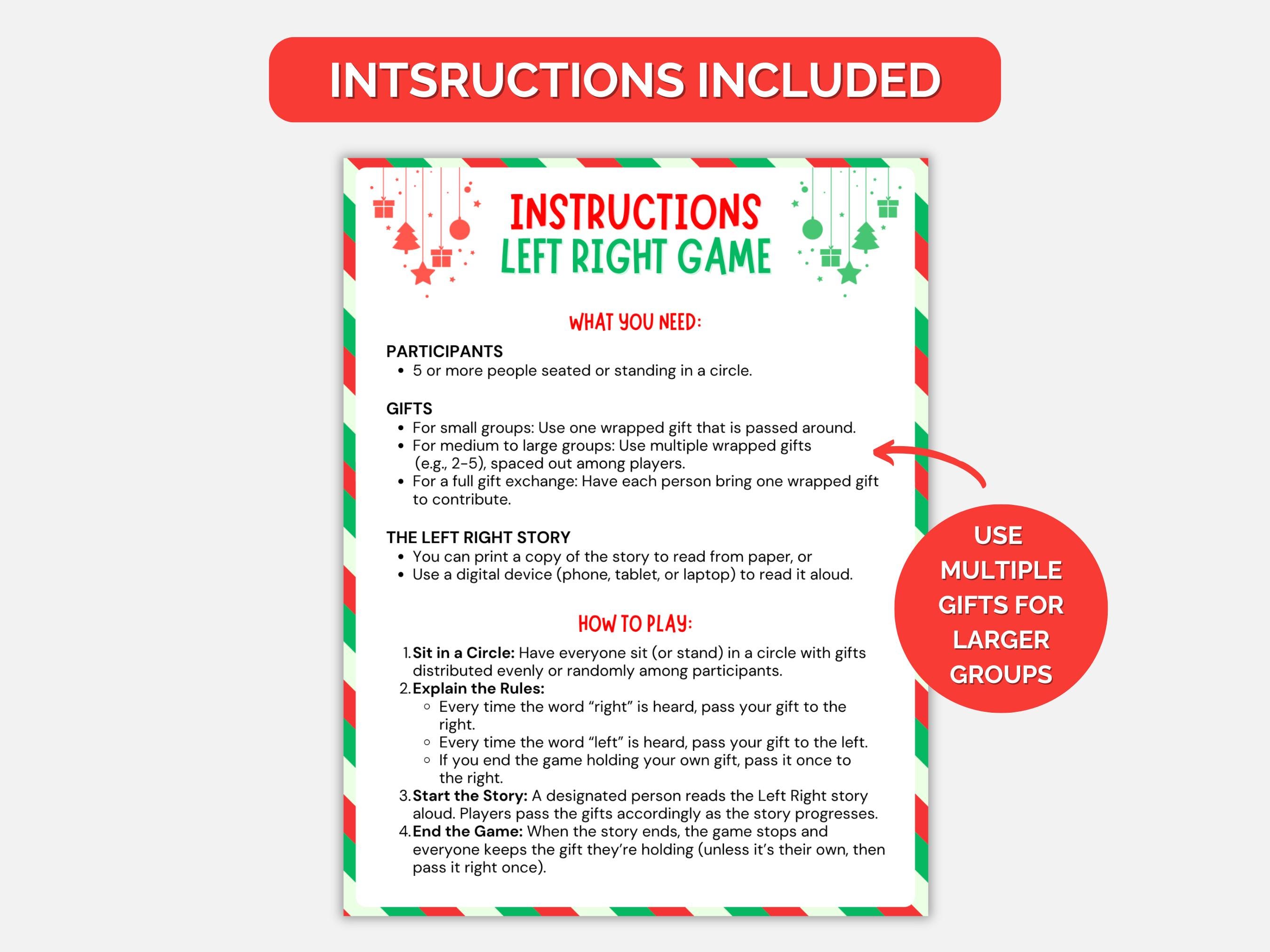 Christmas Left Right Game, Group Christmas Game, Family Friendly ...