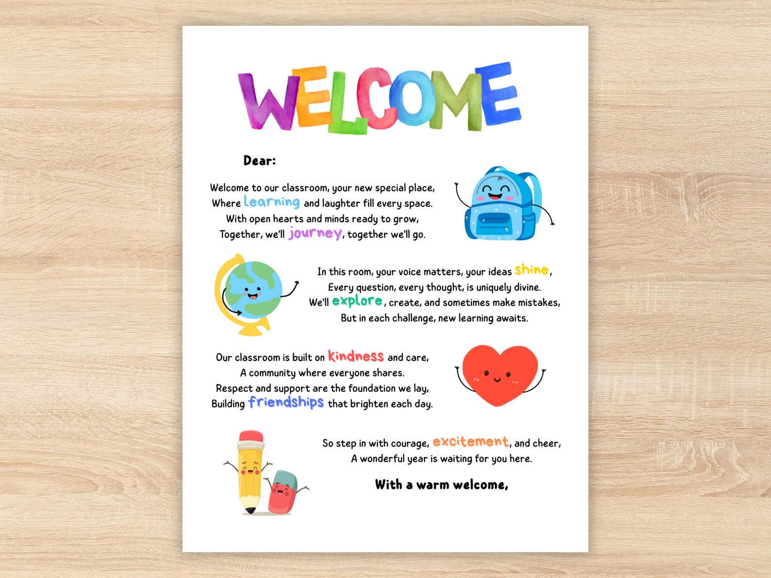 Welcome Back Letter to Students, First Day of School Letter, Teacher ...
