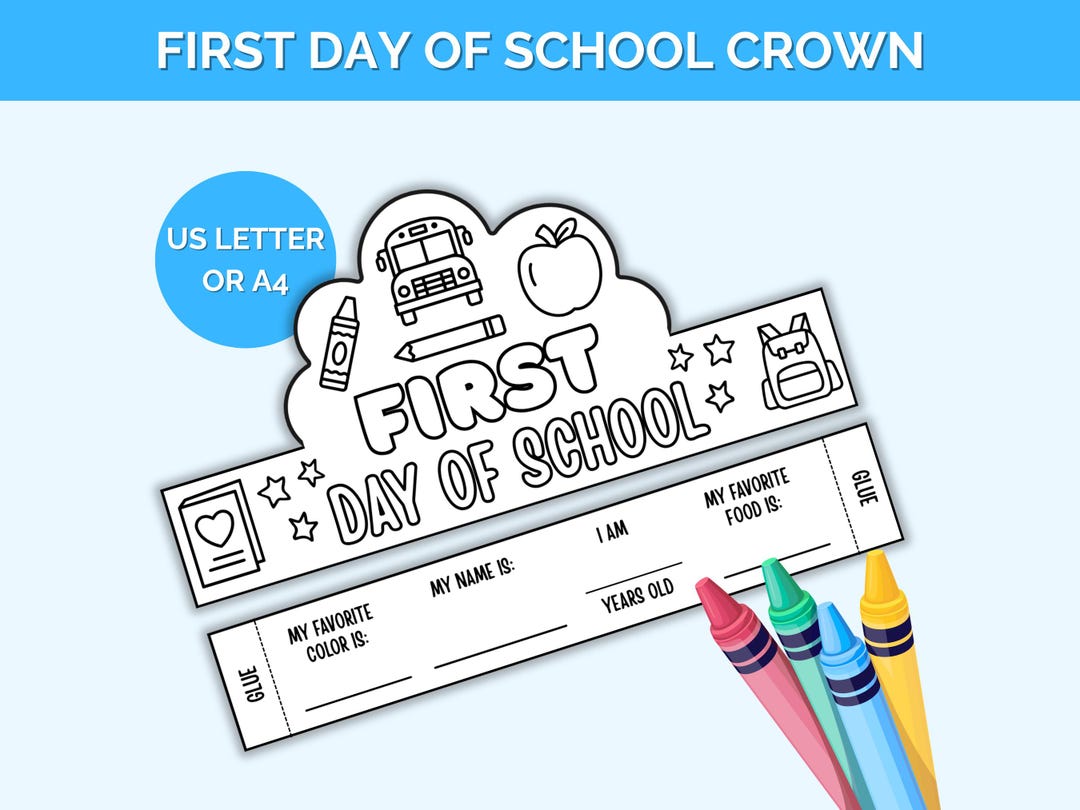 First Day of School Crown, Coloring Crown, Kids Crown Coloring, First ...