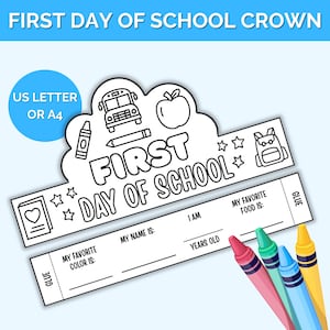 First Day of School Crown, Coloring Crown, All About Me, Kids Crown ...