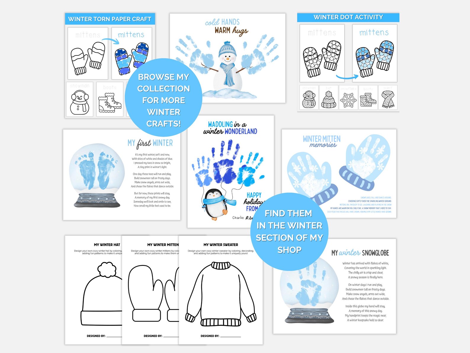 Mitten Handprint Poem, Winter Handprint, Handprint Poem Craft ...