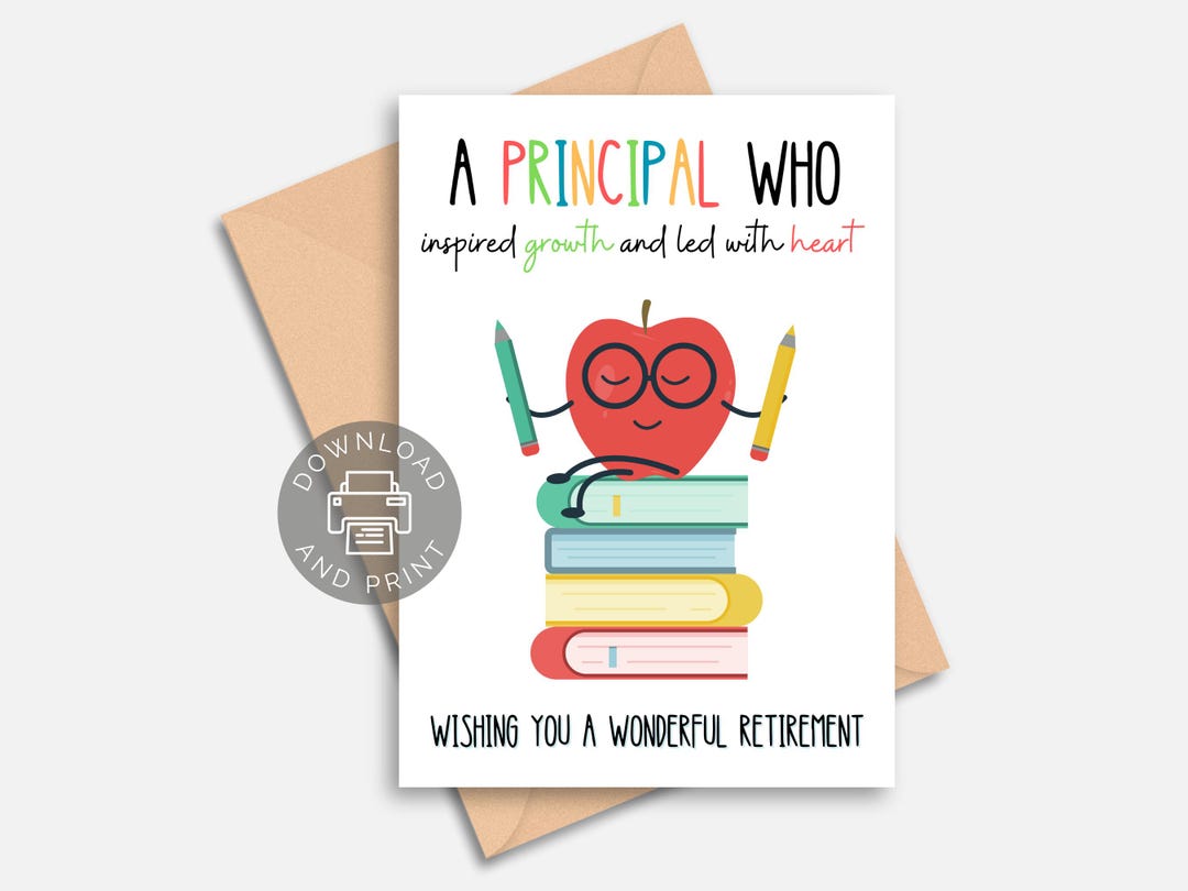 Printable Principal Retirement Card, Principal Leaving, Principal ...