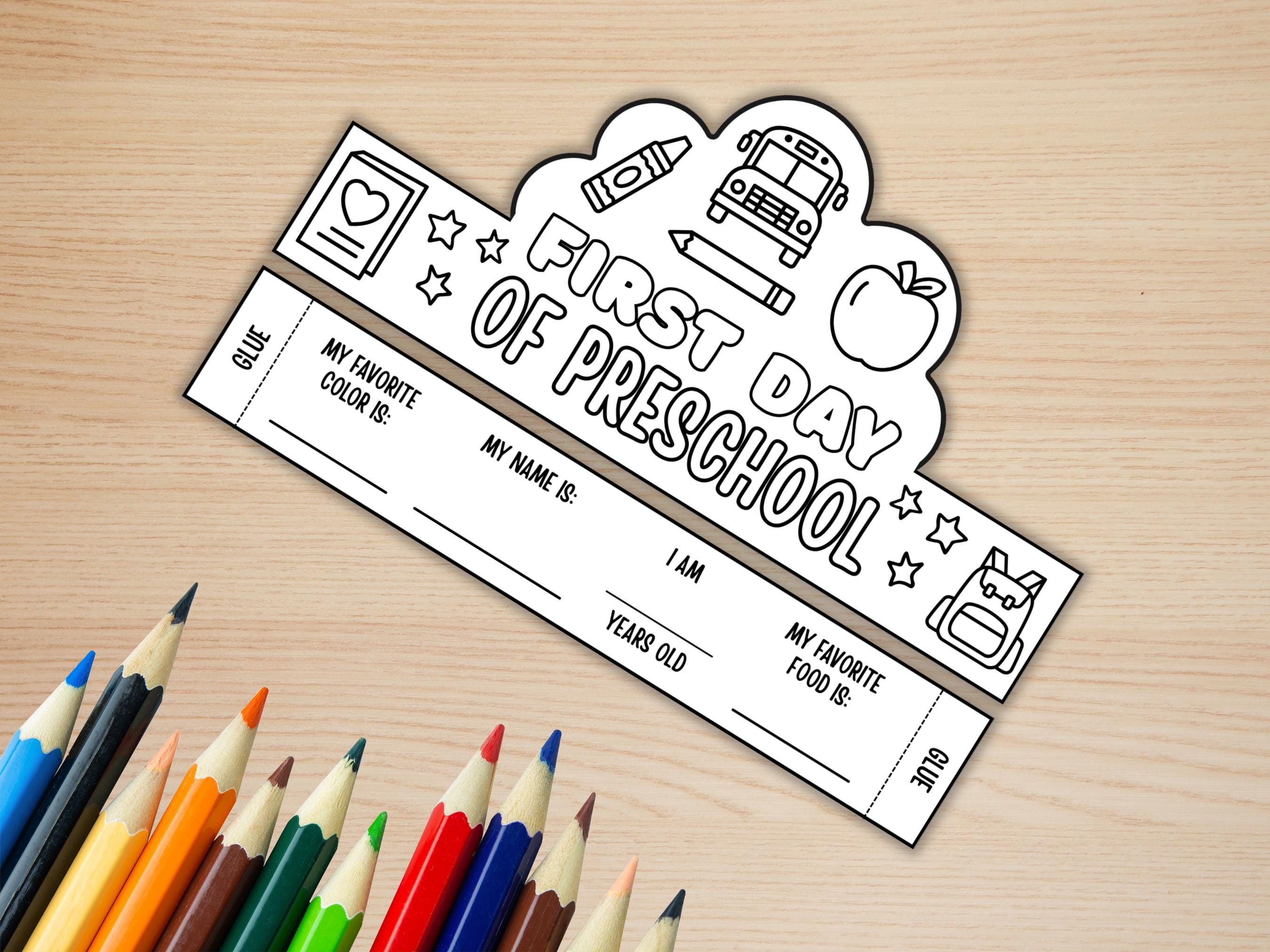 First Day of Preschool Crown, Coloring Crown, All About Me, Kids Crown ...