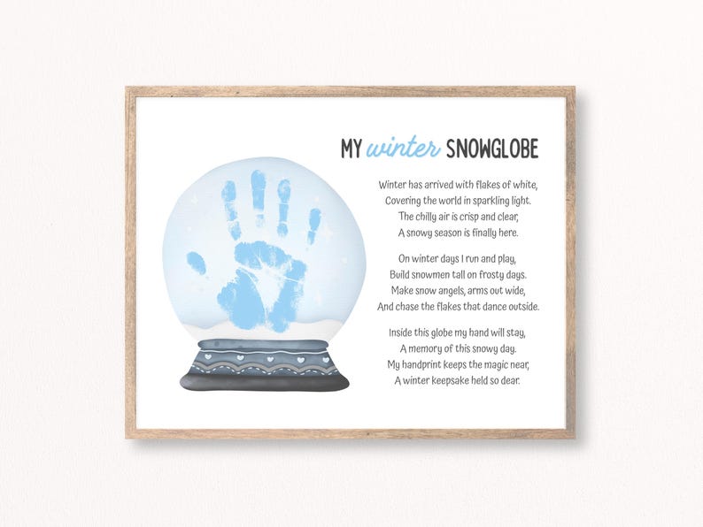 Snow Globe Handprint Poem, Winter Handprint, Handprint Poem Craft ...