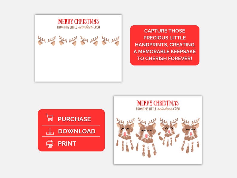 Reindeer Handprint Craft From Multiple Kids, Christmas Handprint Art ...