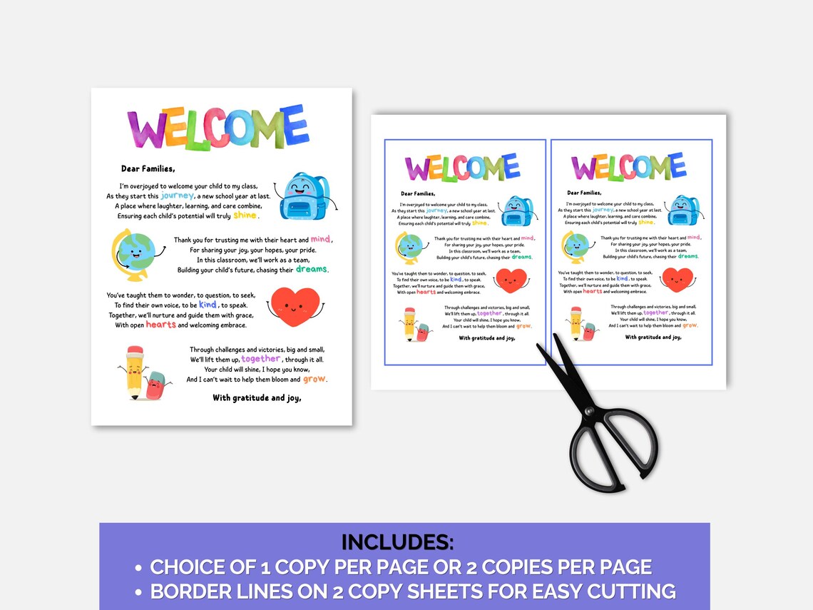Welcome Letter to Parents, Poem for Parents, Beginning of School Year ...