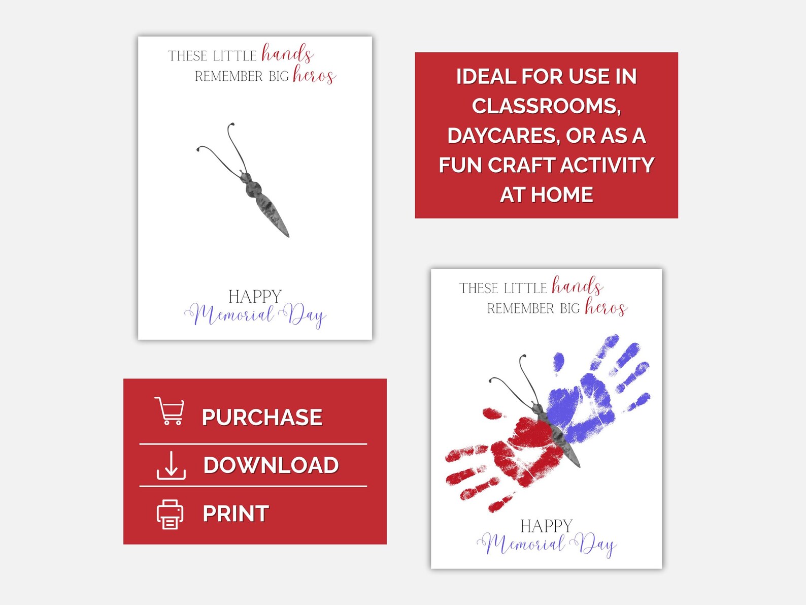 Memorial Day Handprint Art, Memorial Day Handprint, Memorial Day ...