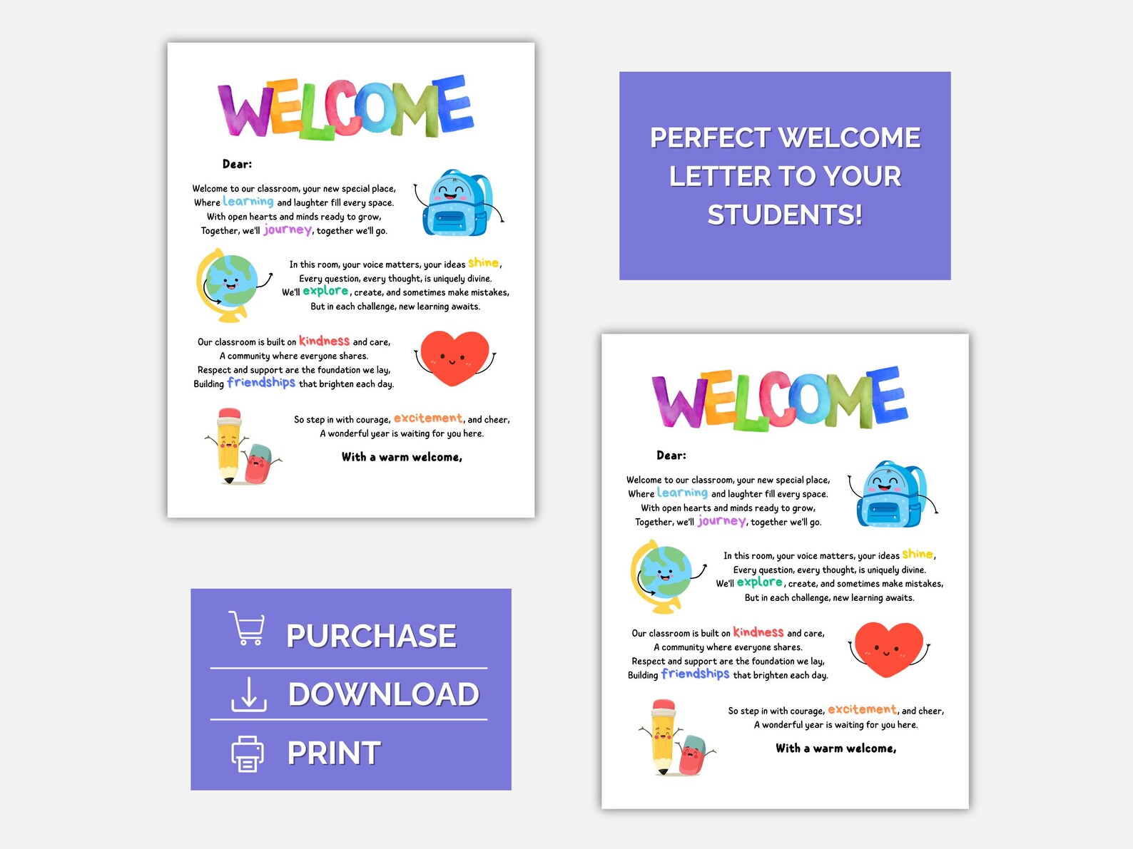 Welcome Back Letter to Students, First Day of School Letter, Teacher ...