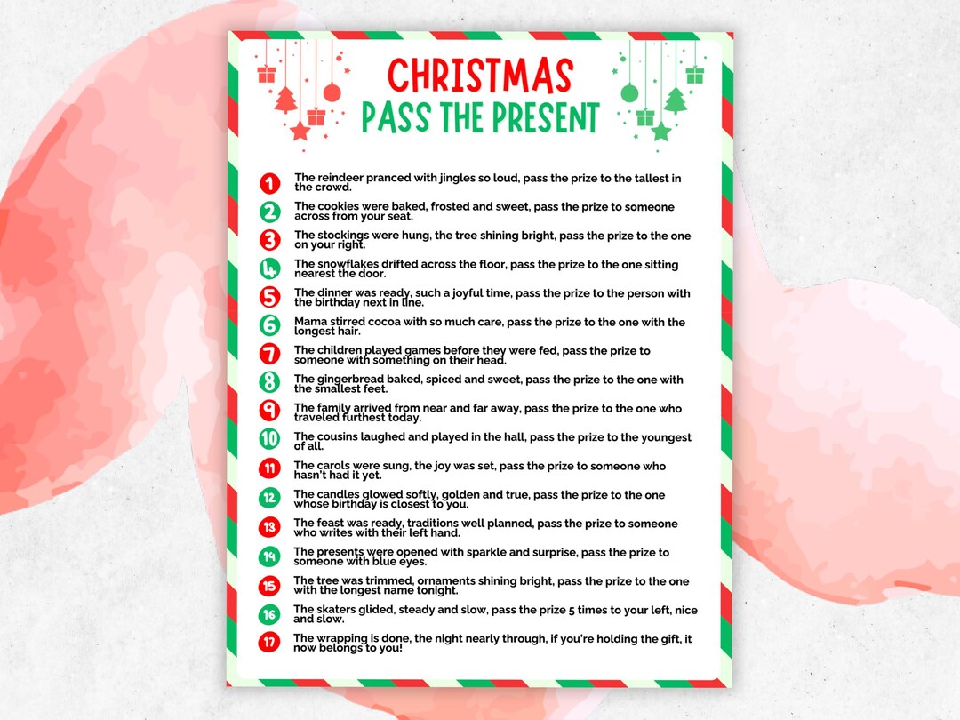Christmas Pass the Present Game, Group Christmas Game, Family Friendly ...