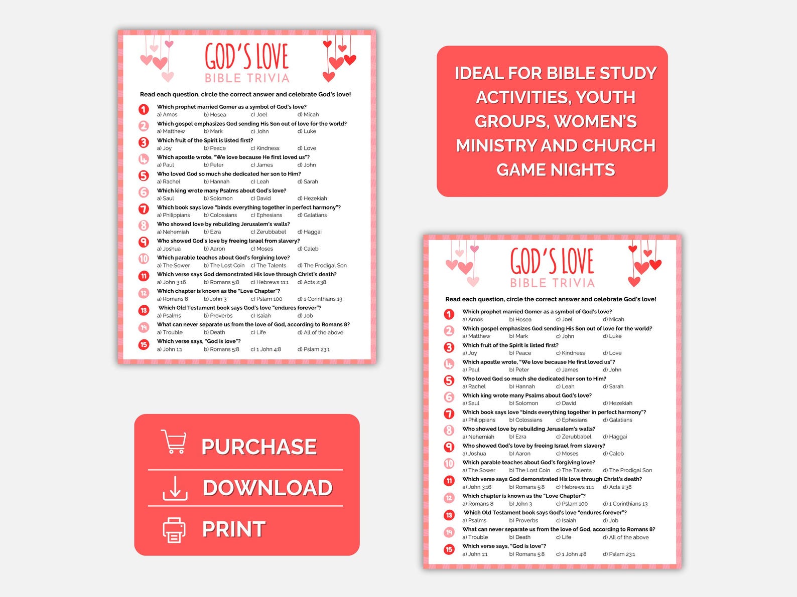 God's Love Bible Trivia, Valentines Day Bible Activity, Christian ...