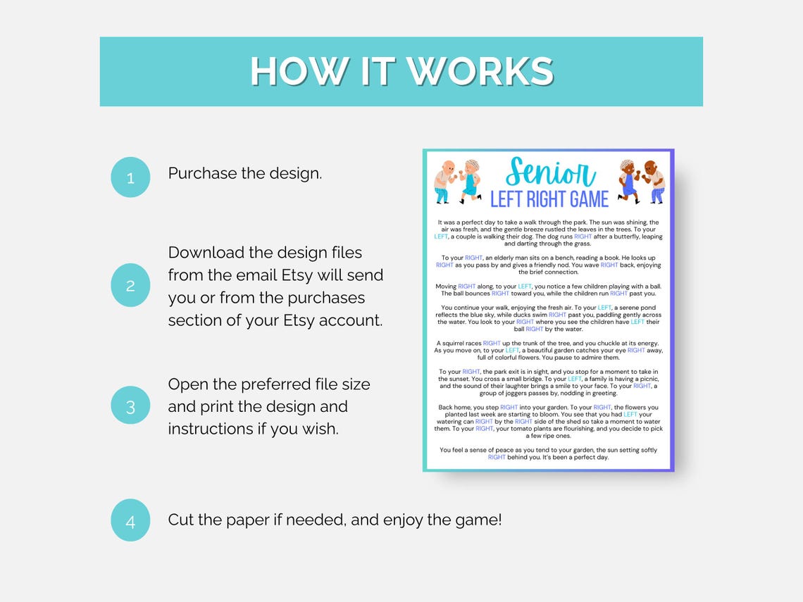 Senior Left Right Game, Elderly Game, Activity for Seniors, Elderly ...