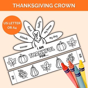Thanksgiving Coloring Crown, Thanksgiving Preschool Craft, Thankful ...