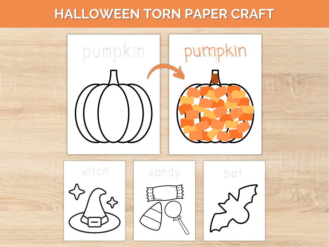 Halloween Torn Paper Craft, Preschool Halloween Crafts, Halloween ...