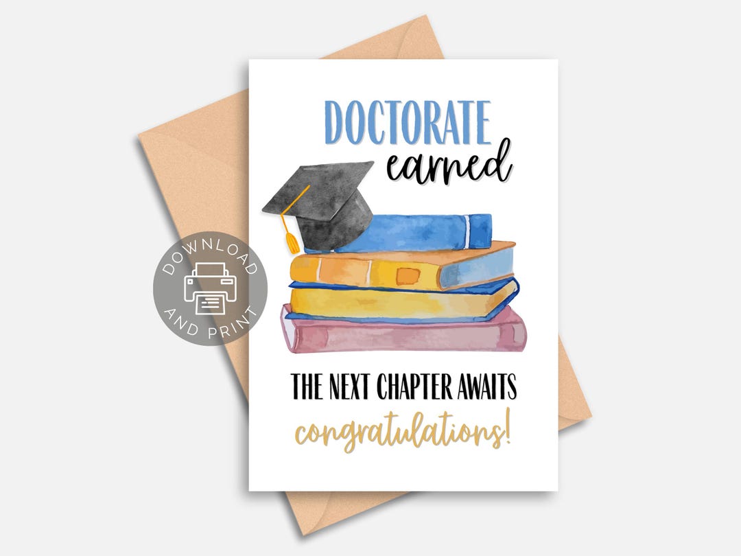Printable Doctoral Graduation Card, Graduation Cards Doctorate, Phd ...