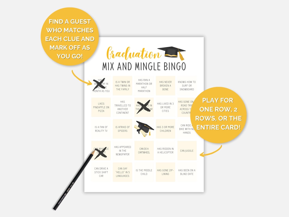 Graduation Bingo, Graduation Activity, Graduate Games, Graduation Party ...