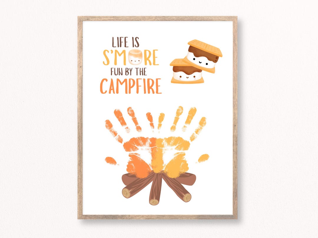 Campfire Activity Handprint, Camping Keepsake, Summer Handprint Art, S ...